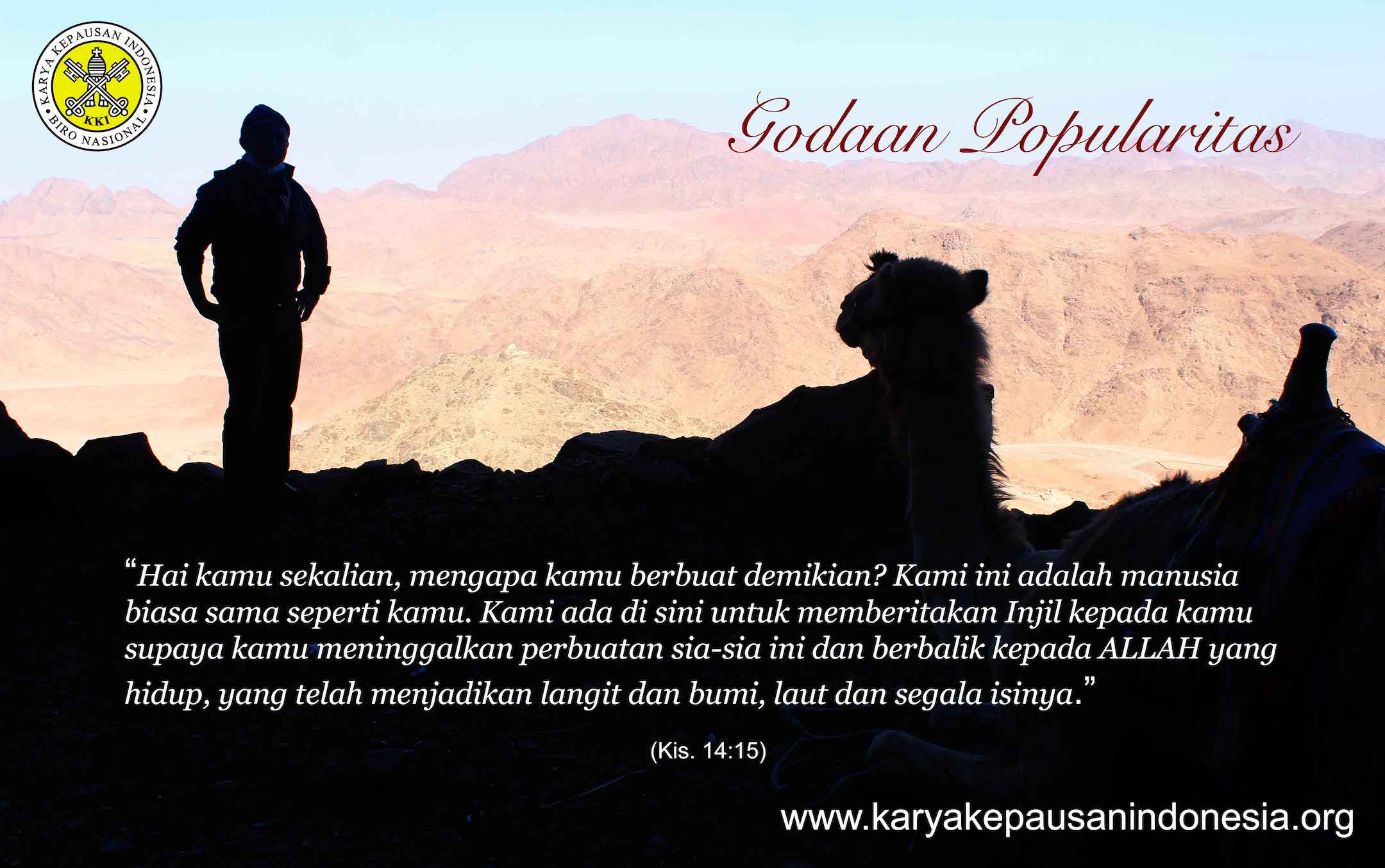 Godaan Popularitas – Situs Resmi Karya Misi Kepausan Indonesia (KMKI)